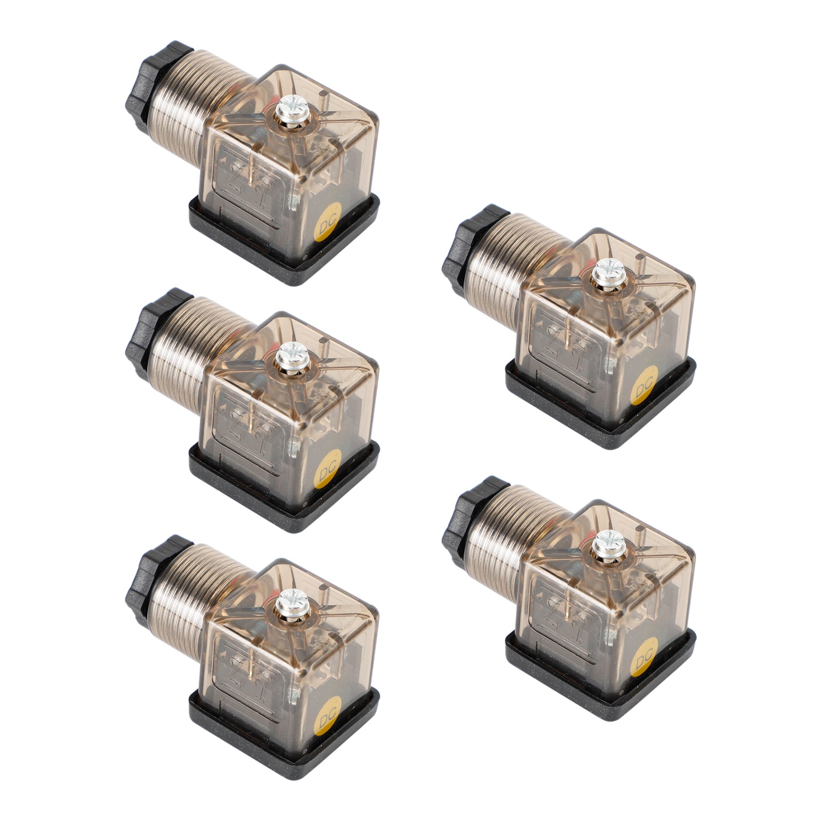 5Pcs Transparent Solenoid Valve Coil 4 Pin Plug Connector Voltage Acce