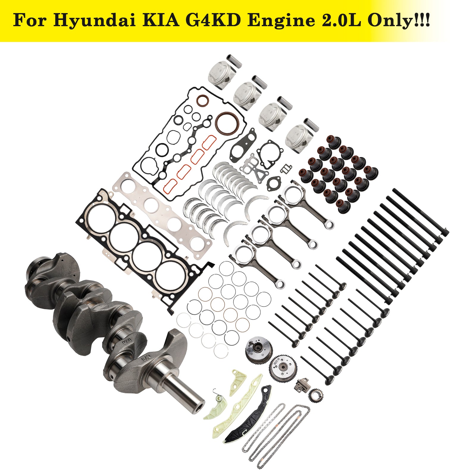 G4KD 2.0L Engine Overhaul Rebuild Kit Crankshaft Rods Timing Kit for H